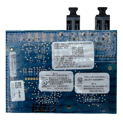 Simplex 4190-9858 ES Net NIC dual channel single-mode fiber media card ...